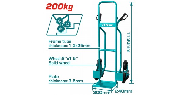 TOTAL ΚΑΡΟΤΣΙ ΔΙΤΡΟΧΟ 200Kg ΚΑΤΑΛΛΗΛΟ ΚΑΙ ΓΙΑ ΣΚΑΛΟΠΑΤΙΑ (THTHT20461)